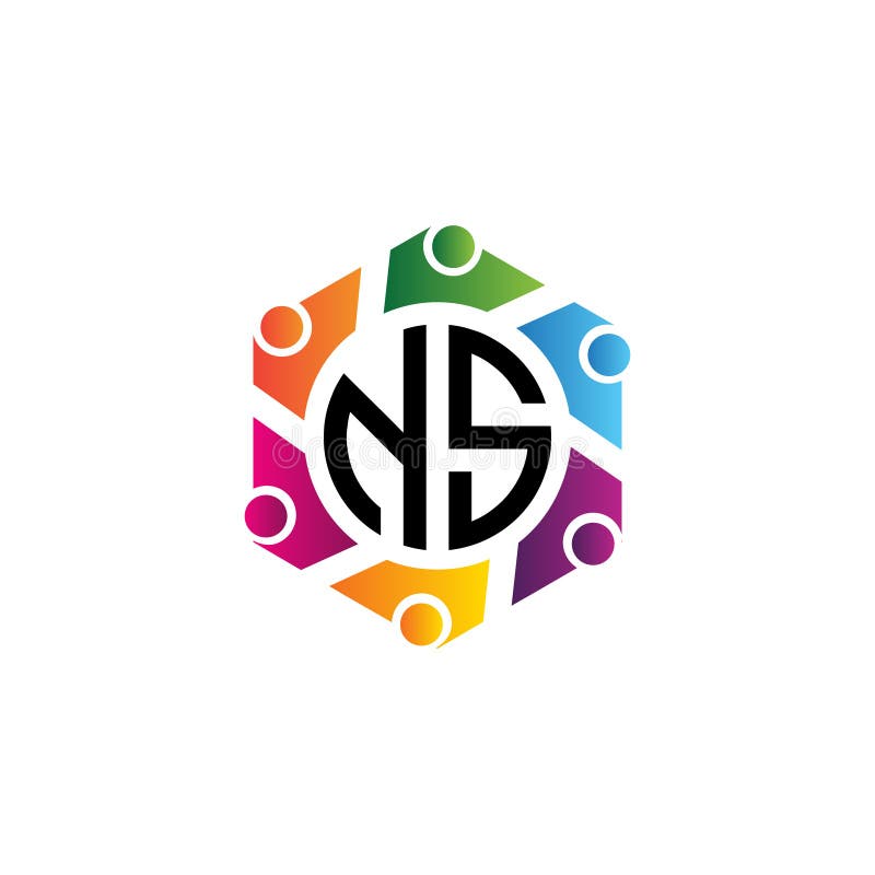Community Hexagon Initial Letters NS Logo Stock Vector - Illustration ...