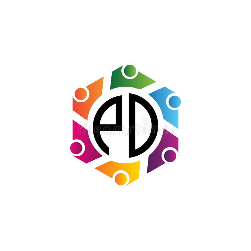 Community Hexagon Initial Letters PD Logo Stock Vector - Illustration ...