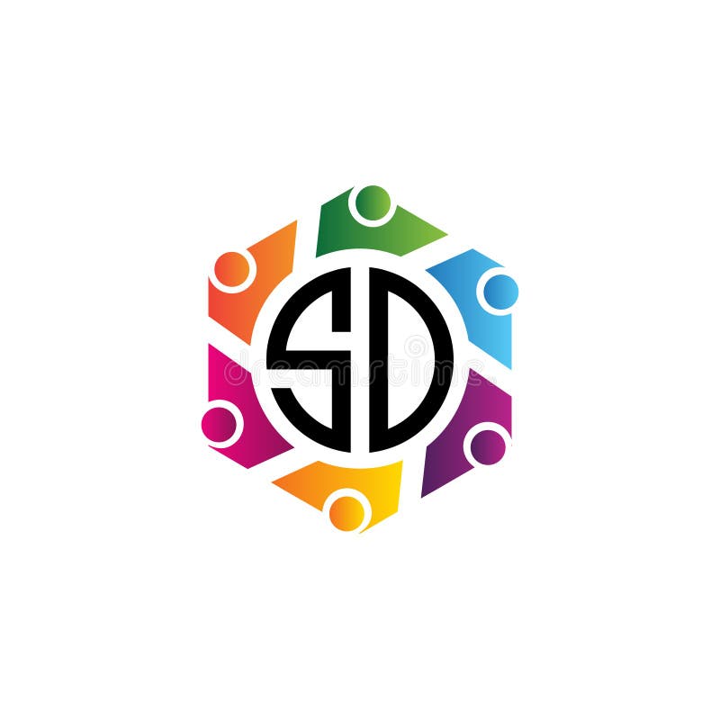 Community Hexagon Initial Letters SD Logo Stock Vector - Illustration ...