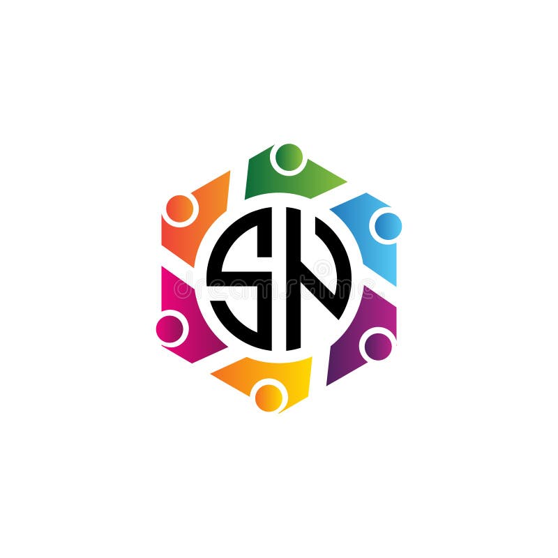 Community Hexagon Initial Letters SN Logo Stock Vector - Illustration ...