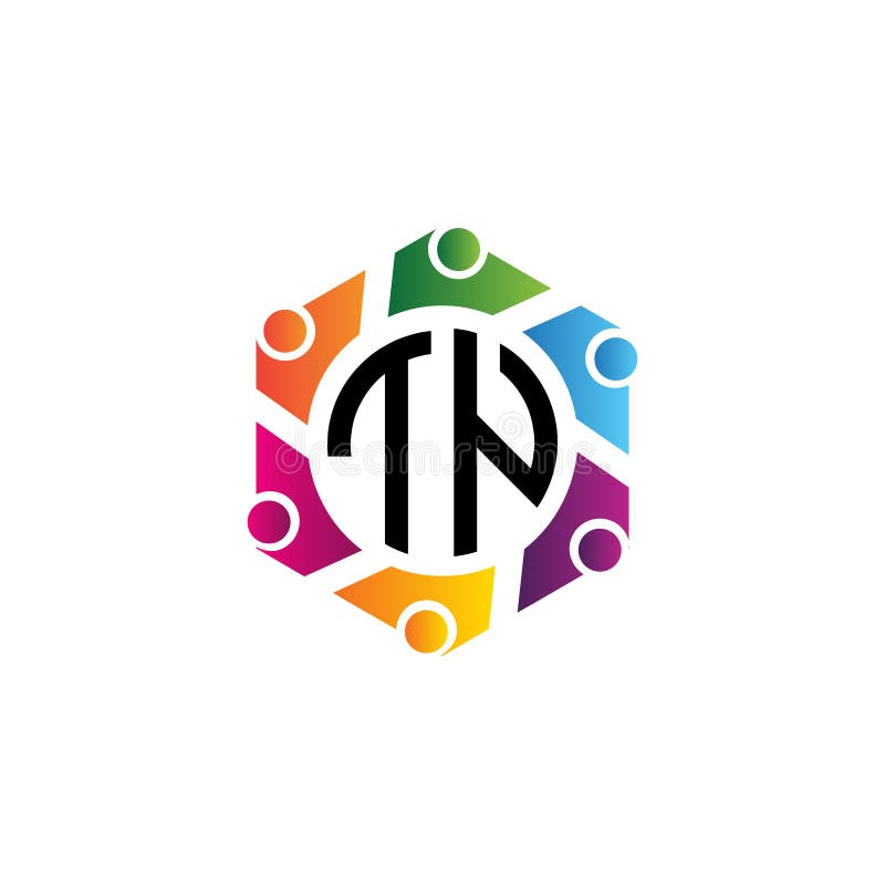 Community Hexagon Initial Letters TN Logo Stock Vector - Illustration ...