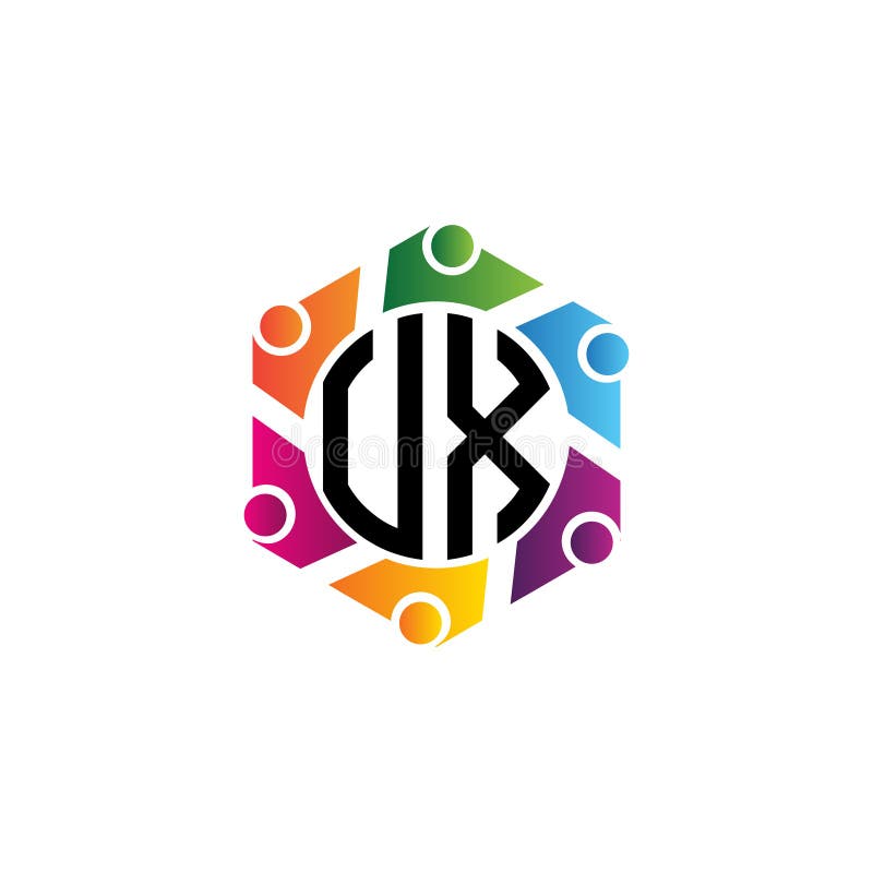 Community Hexagon Initial Letters UX Logo Stock Vector - Illustration ...