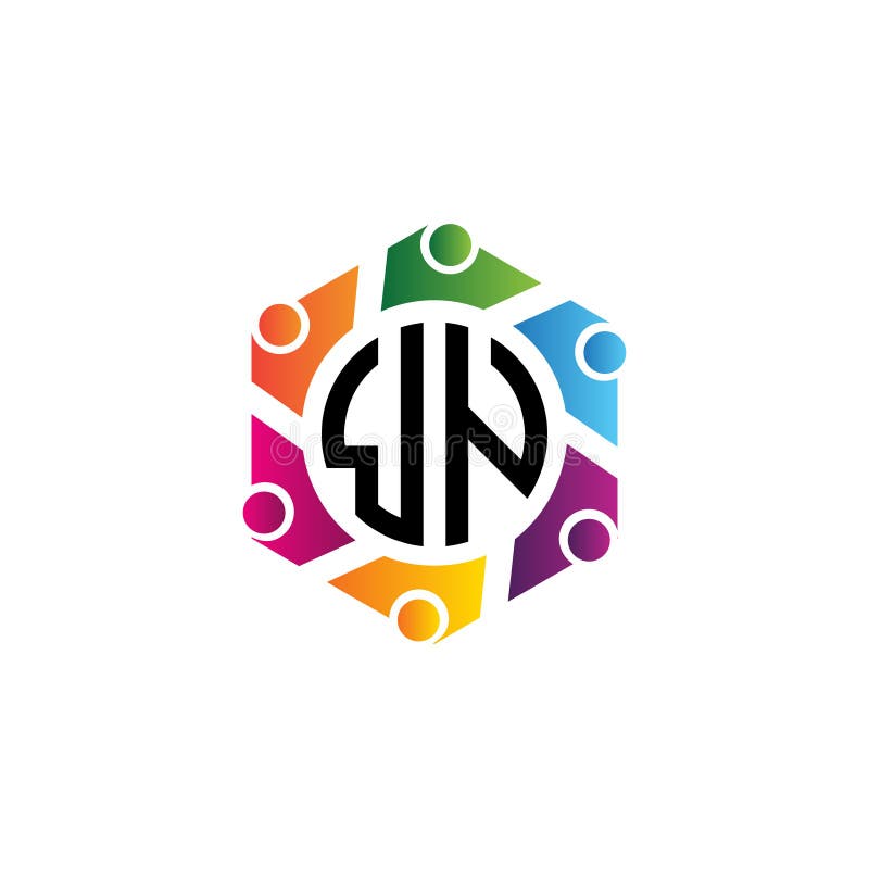 Community Hexagon Initial Letters WN Logo Stock Vector - Illustration ...