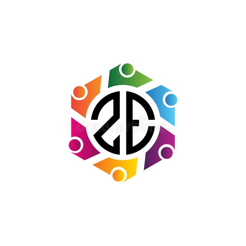 Community Hexagon Initial Letters ZE Logo Stock Vector - Illustration ...