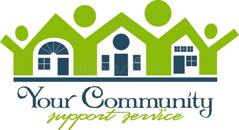 Community House and People Icon Stock Vector - Illustration of card ...