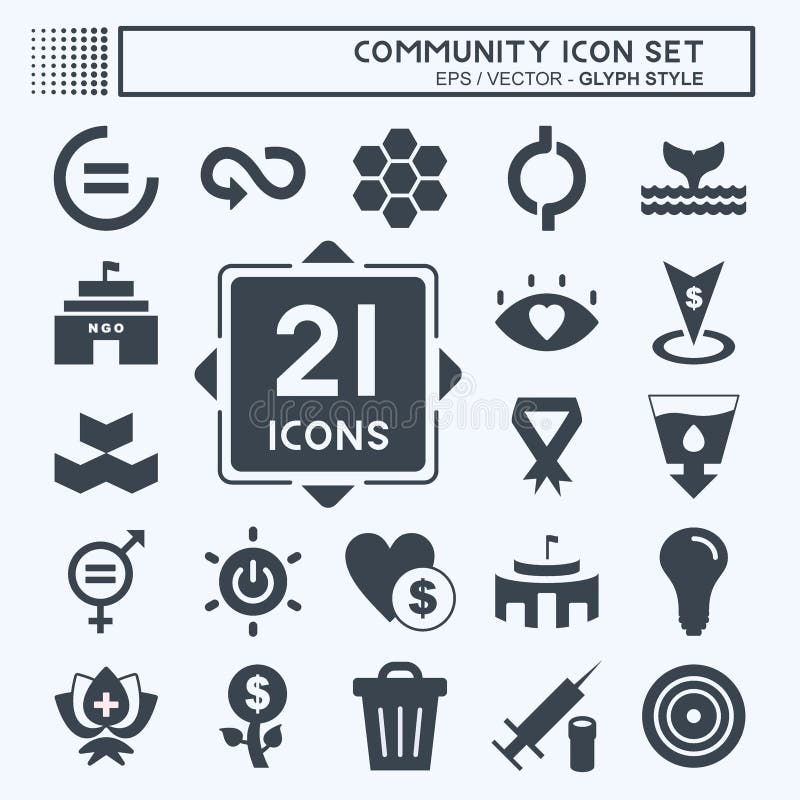 Community Icon Set. Suitable for Education Symbol. Glyph Style. Simple ...