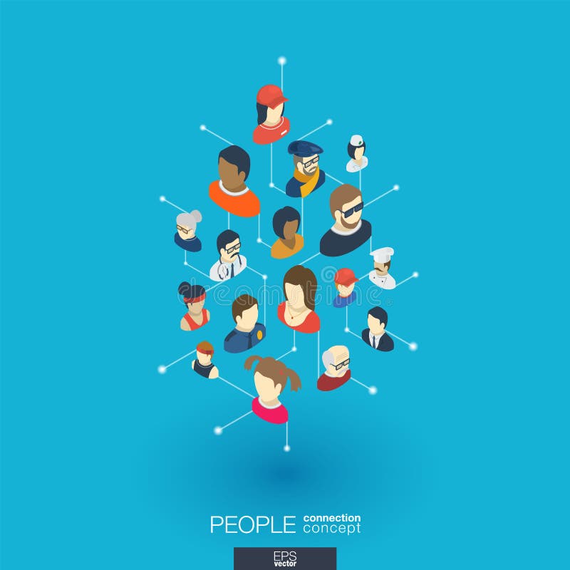 Community Integrated 3d Web Icons. Digital Network Isometric Concept ...