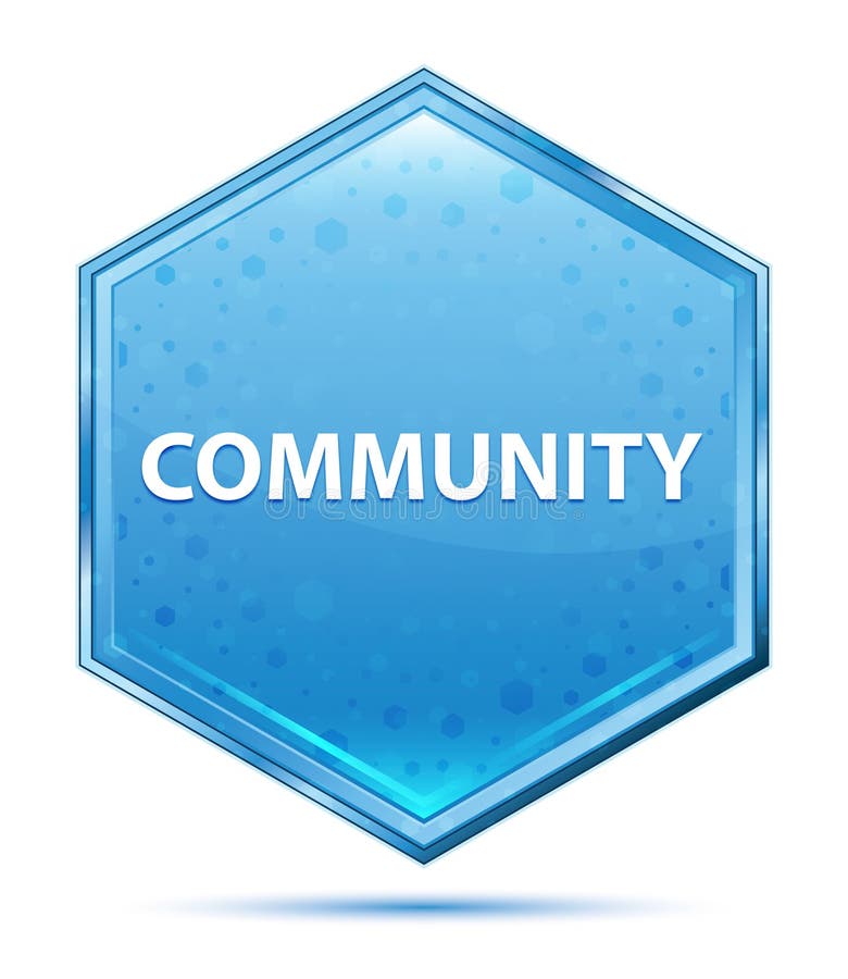 Community Crystal Blue Hexagon Button Stock Illustration - Illustration ...
