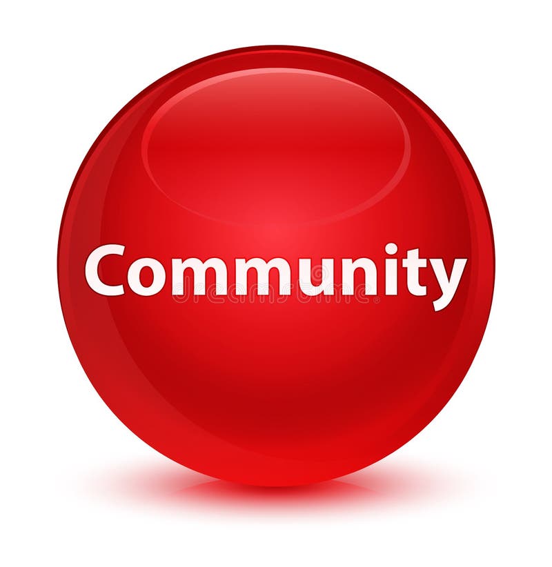 Community Glassy Red Round Button Stock Illustration - Illustration of ...