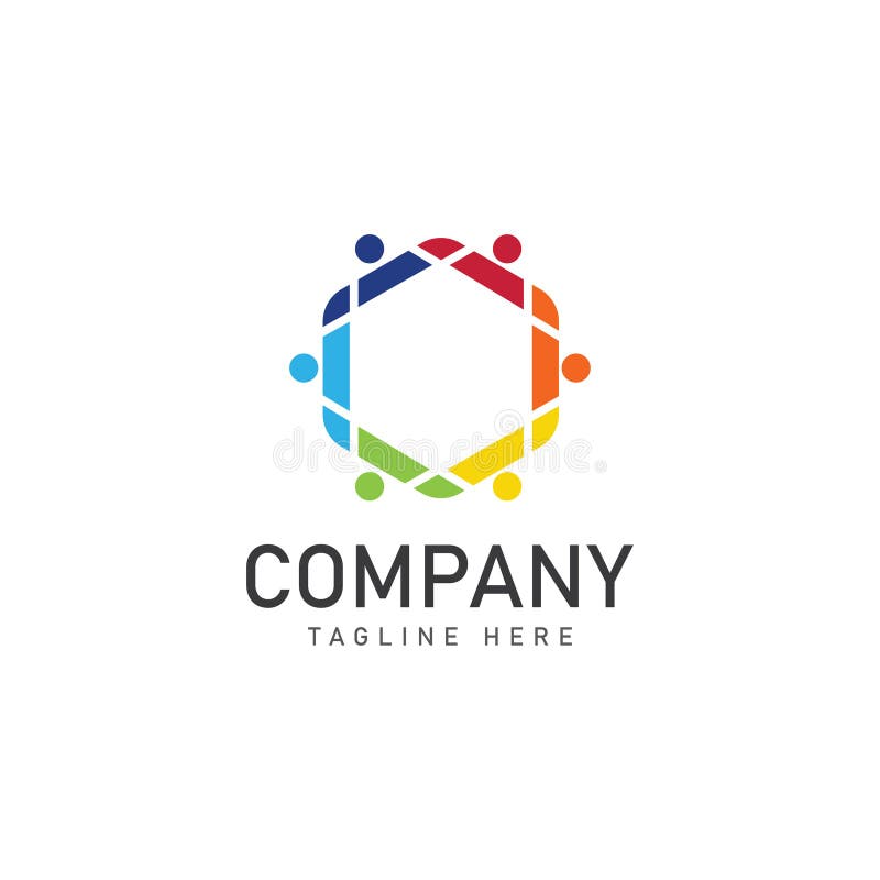 Community Logo Design Colorful with Hexagon Logo Vector Icon Stock ...