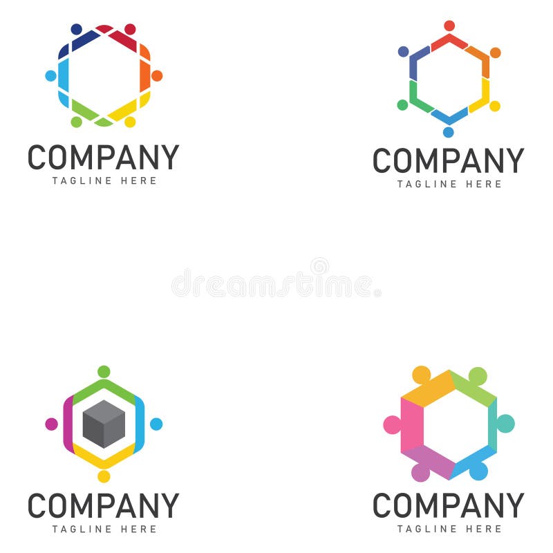 Community Logo Design Colorful with Hexagon Logo Vector Icon Stock ...