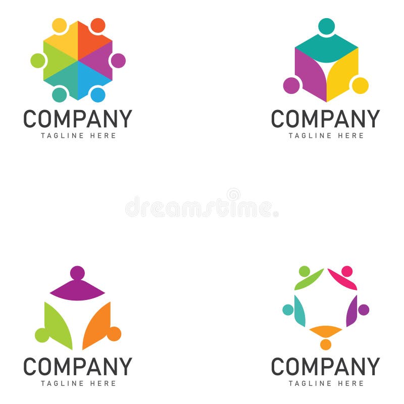 Community Logo Design Colorful with Hexagon Logo Vector Icon Stock ...