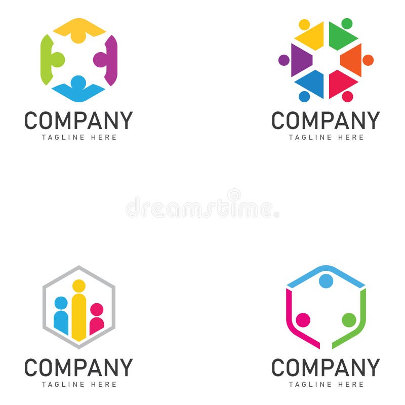 Community Logo Design Colorful with Hexagon Logo Vector Icon Stock ...