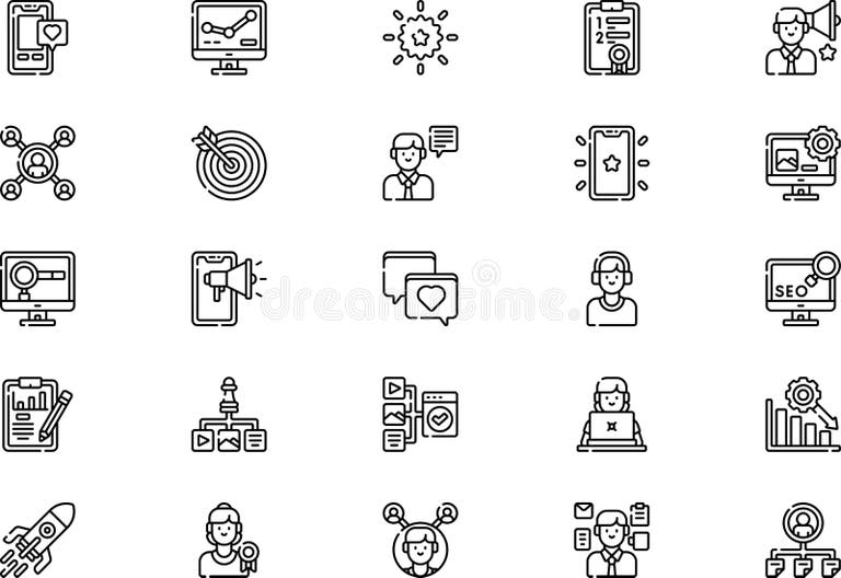Community Manager Icons Collection is a Vector Illustration with ...