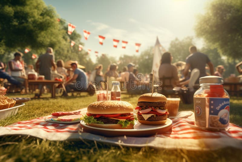 Community Members Coming Together for a 4th of. Generative Ai Stock ...