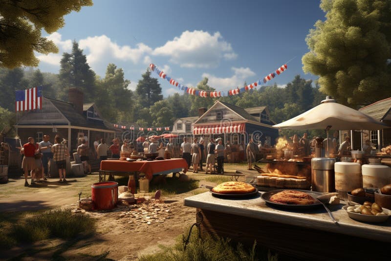 Community Members Coming Together for a 4th of. Generative Ai Stock ...