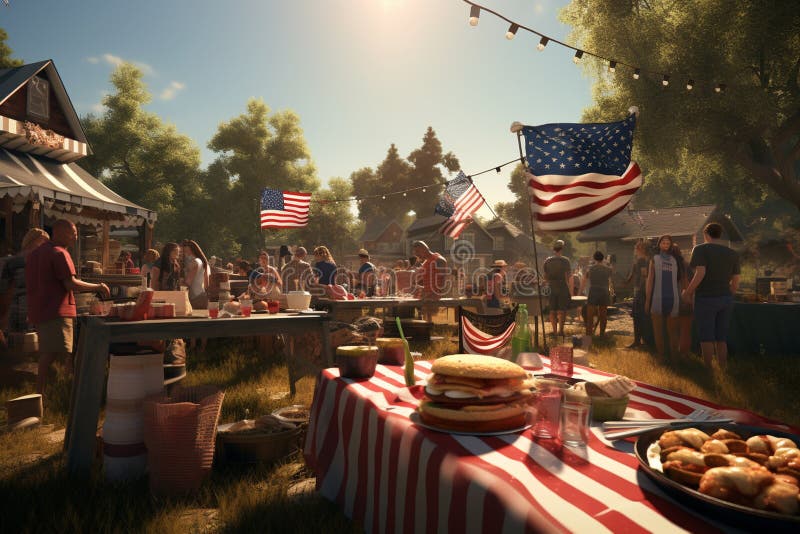 Community Members Coming Together for a 4th of. Generative Ai Stock ...