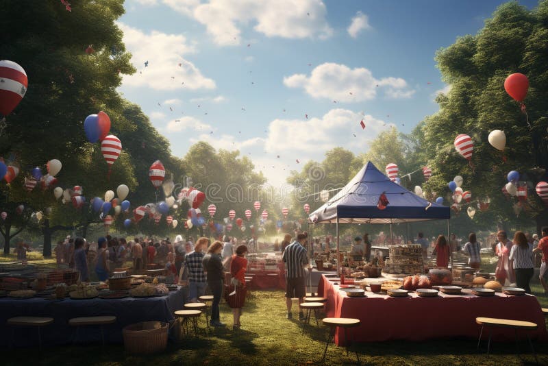 Community Members Coming Together for a 4th of. Generative Ai Stock ...