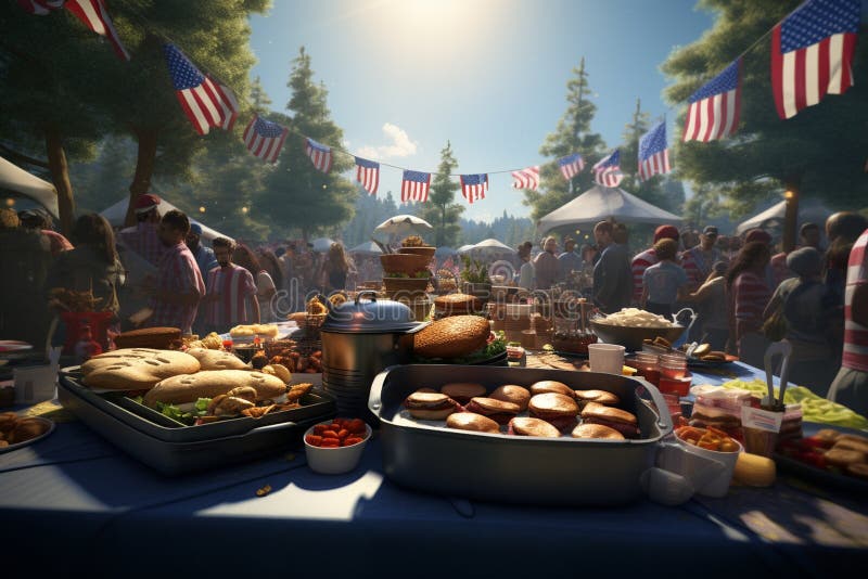 Community Members Coming Together for a 4th of. Generative Ai Stock ...