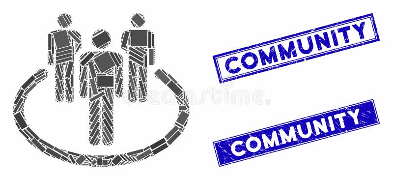 Community Mosaic and Grunge Rectangle Watermarks Stock Vector ...