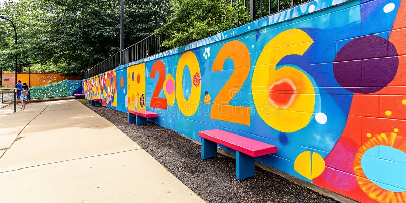 Community Mural Where Children Have Painted a Vibrant and Expressive ...