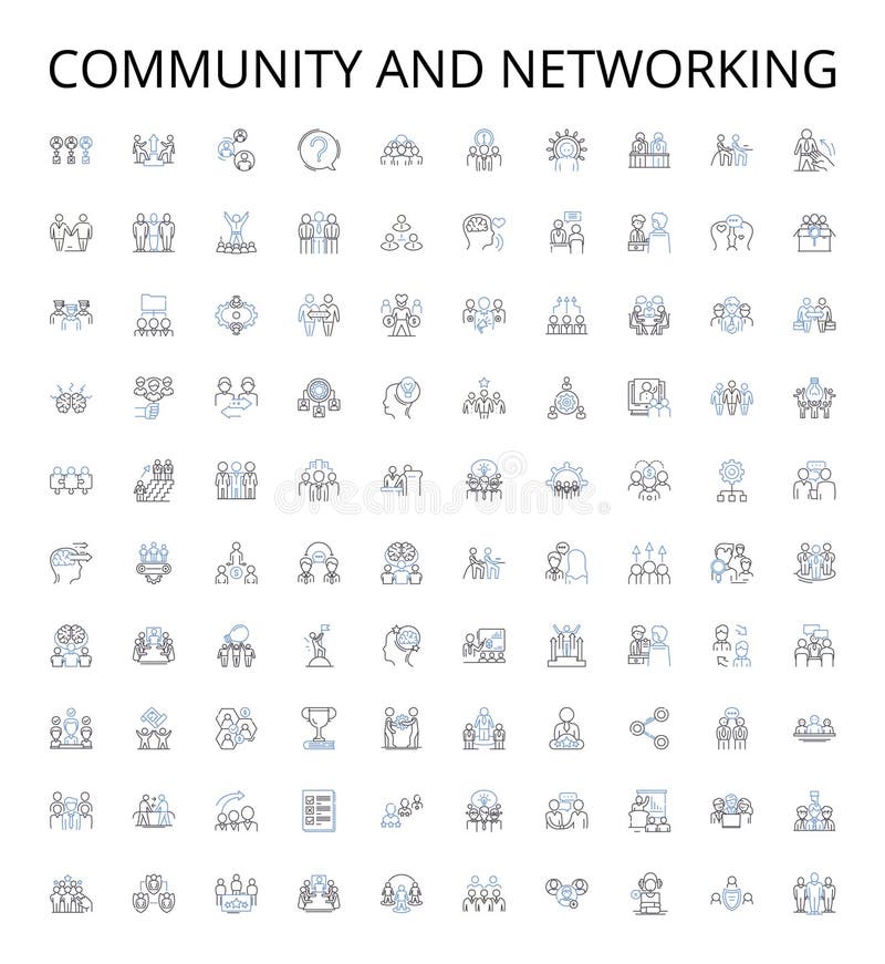Community and Networking Outline Icons Collection. Networking ...