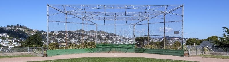 Community Park Baseball Field Stock Image - Image of ballpark, cage ...