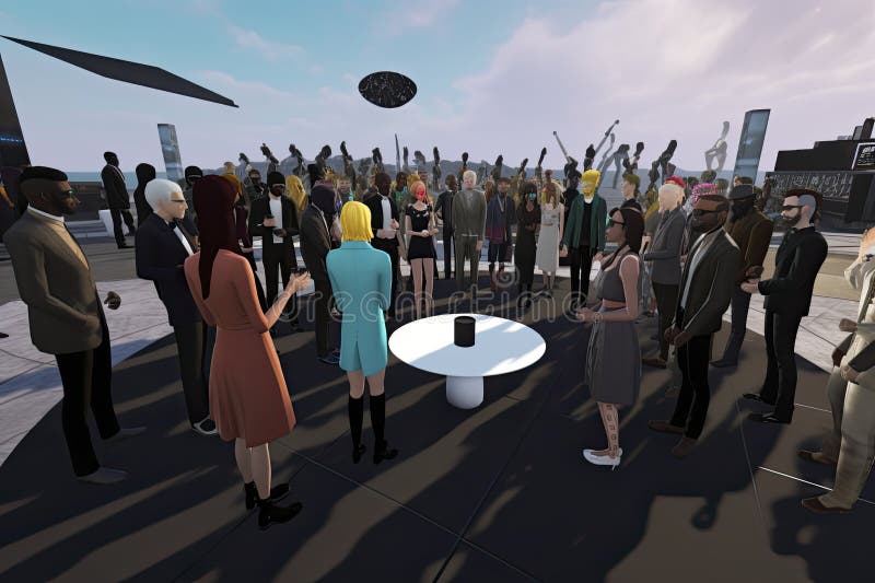 A Community of People Meeting at an Event in the Metaverse Universe ...