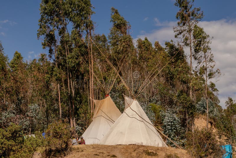 Community of People in a Teepee Camp on a Mountain in Cusco Peru on a ...