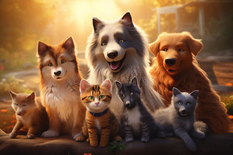 Community Pet Adoption Event Bringing Together Stock Illustration ...