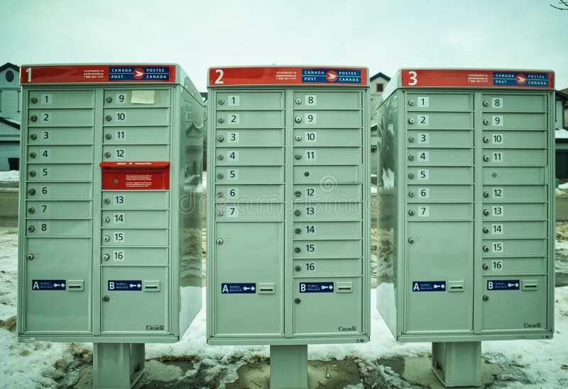 Community Post Boxes in Edmonton Alberta Canada Stock Image - Image of ...