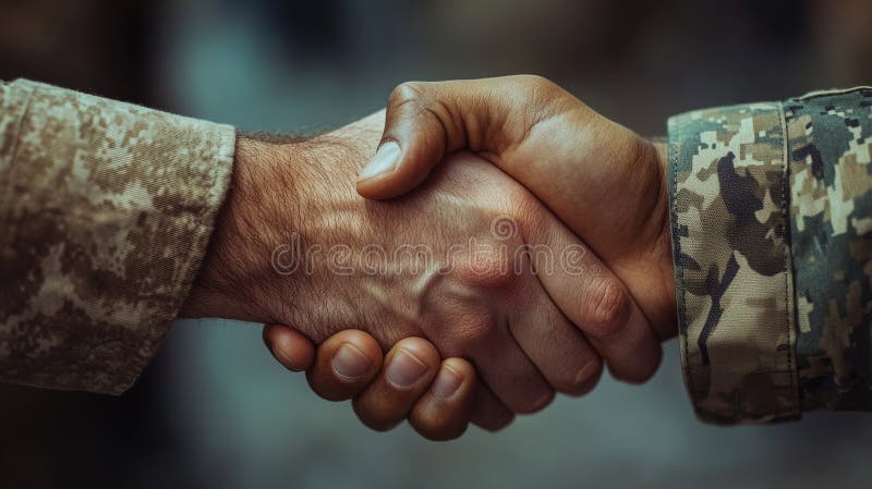 During a Community Recognition Event, a Veteran Greets a Supporter with ...
