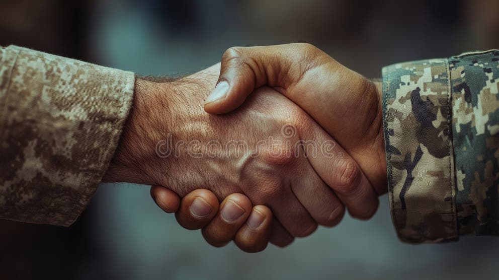 During a Community Recognition Event, a Veteran Greets a Supporter with ...