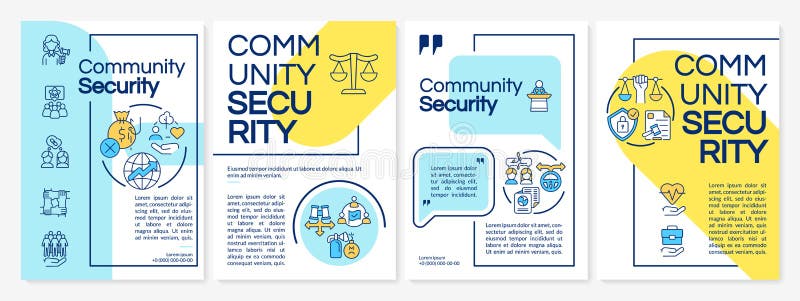 Community Security Blue and Yellow Brochure Template Stock Vector ...