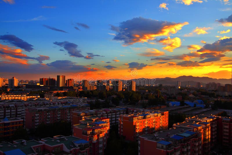 Community sunset, Beijing stock image. Image of community - 67943117