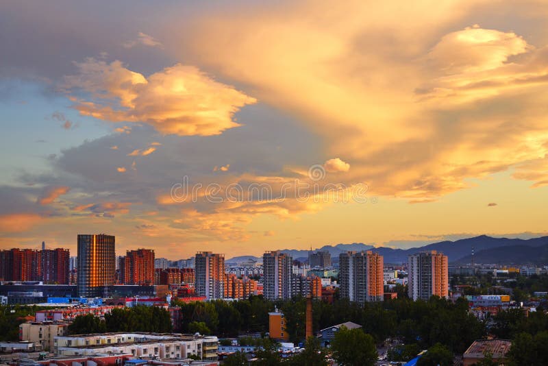 Community sunset, Beijing stock photo. Image of city - 55398972