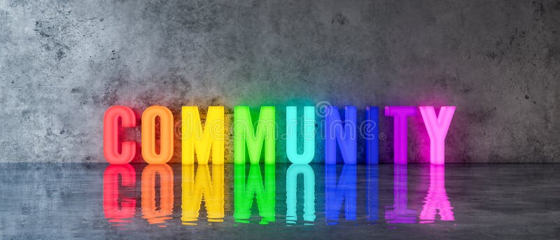 Community Text Sign on Concrete Wall 3d Render Stock Illustration ...