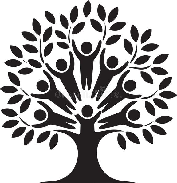 Community Tree with People Silhouette Icon Representing Unity and ...