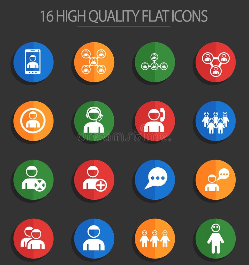 Community 16 flat icons stock vector. Illustration of circle - 122361237