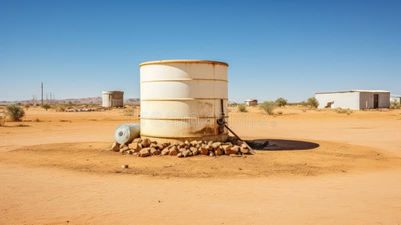 Community Water Storage Tank Stock Illustration - Illustration of scene ...