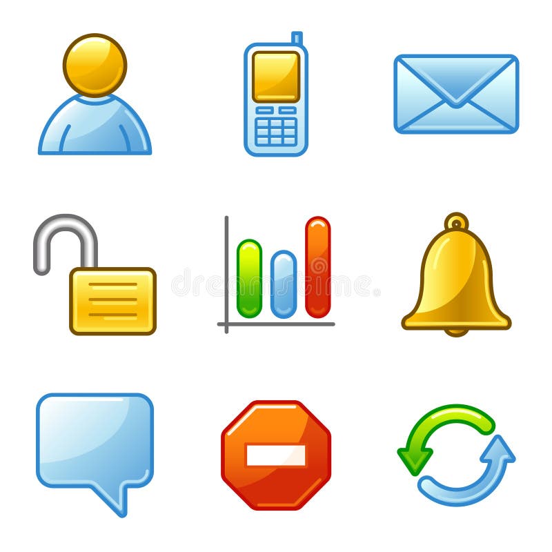 Sticker Style Community Icons Stock Vector - Illustration of computer ...