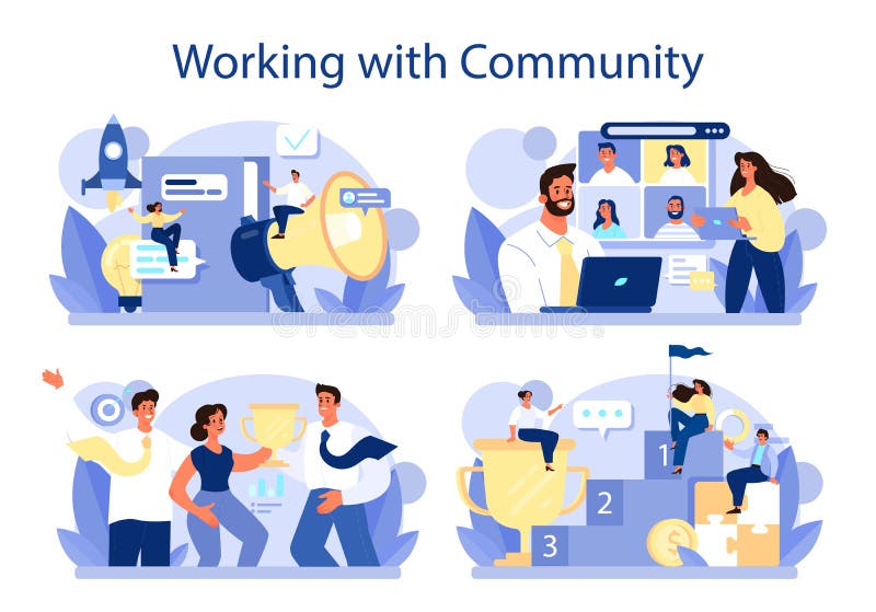 Community Working Together stock illustration. Illustration of helpful ...