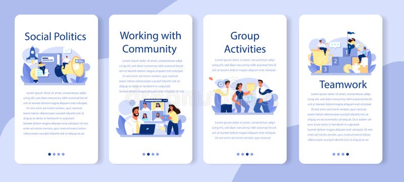 Community Working Mobile Application Banner Set. Team Building Stock ...