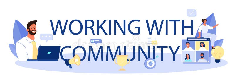 Community Working Typographic Header. Team Building, Group of People ...