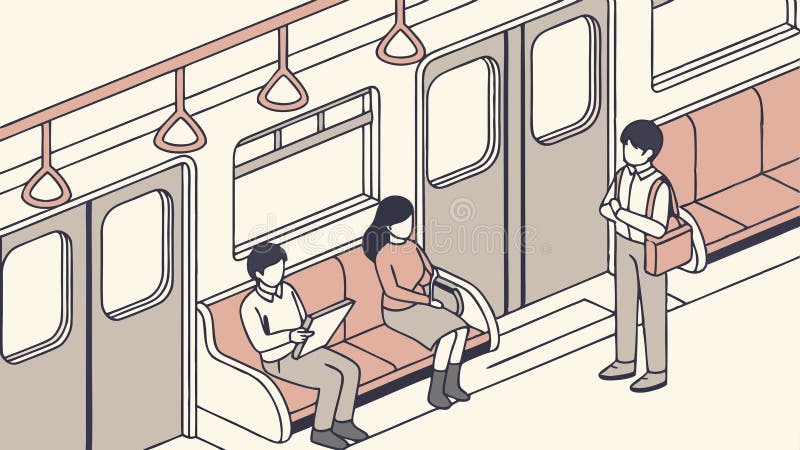 Daily Commute on a Subway Train with Passengers Reading and Relaxing ...