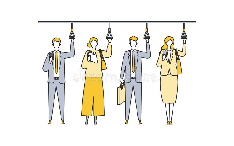 Commute of Working Businessmen. Flat Design Vector Illustration of ...