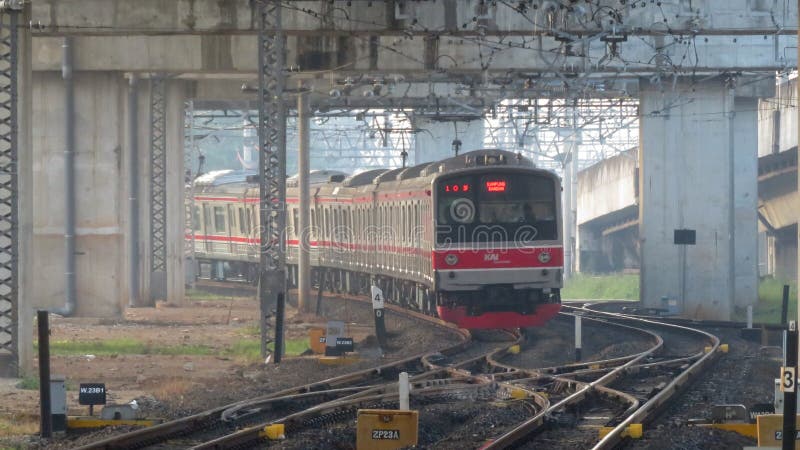Commuter Train Navigating Dense Urban Rail Network Editorial Stock ...