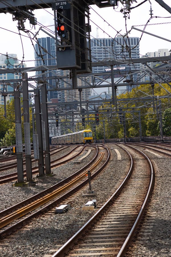 Commuter Train Approaching Central Train Station Sydney NSW Australia ...