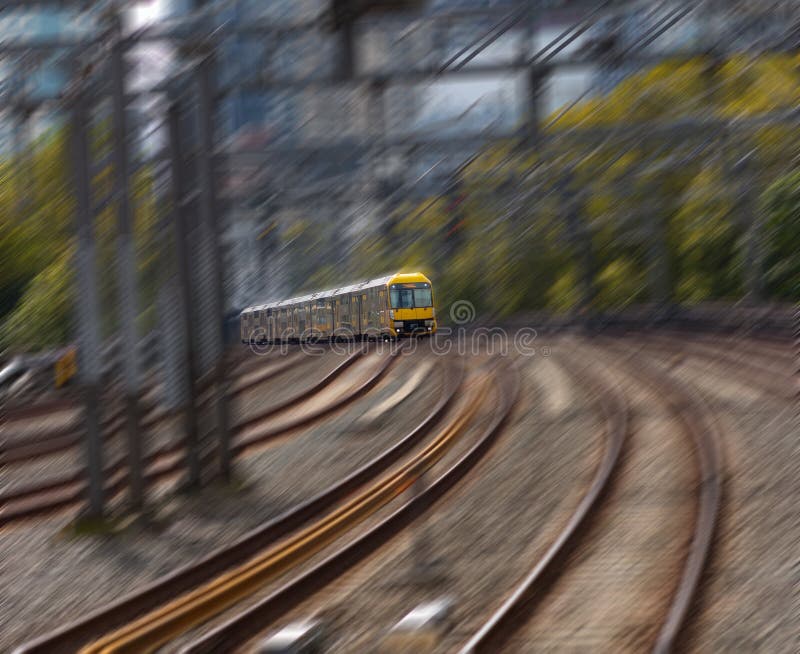 Commuter Train Approaching Central Train Station Sydney NSW Australia ...