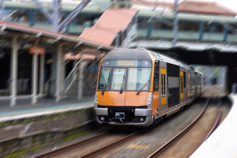Commuter Train Approaching Central Train Station Sydney NSW Australia ...